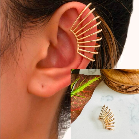 Jewelry | 23 Golden Loop Arch Ear Cuff Without Piercing Earrings Curved Clip Boho New | Poshmark
